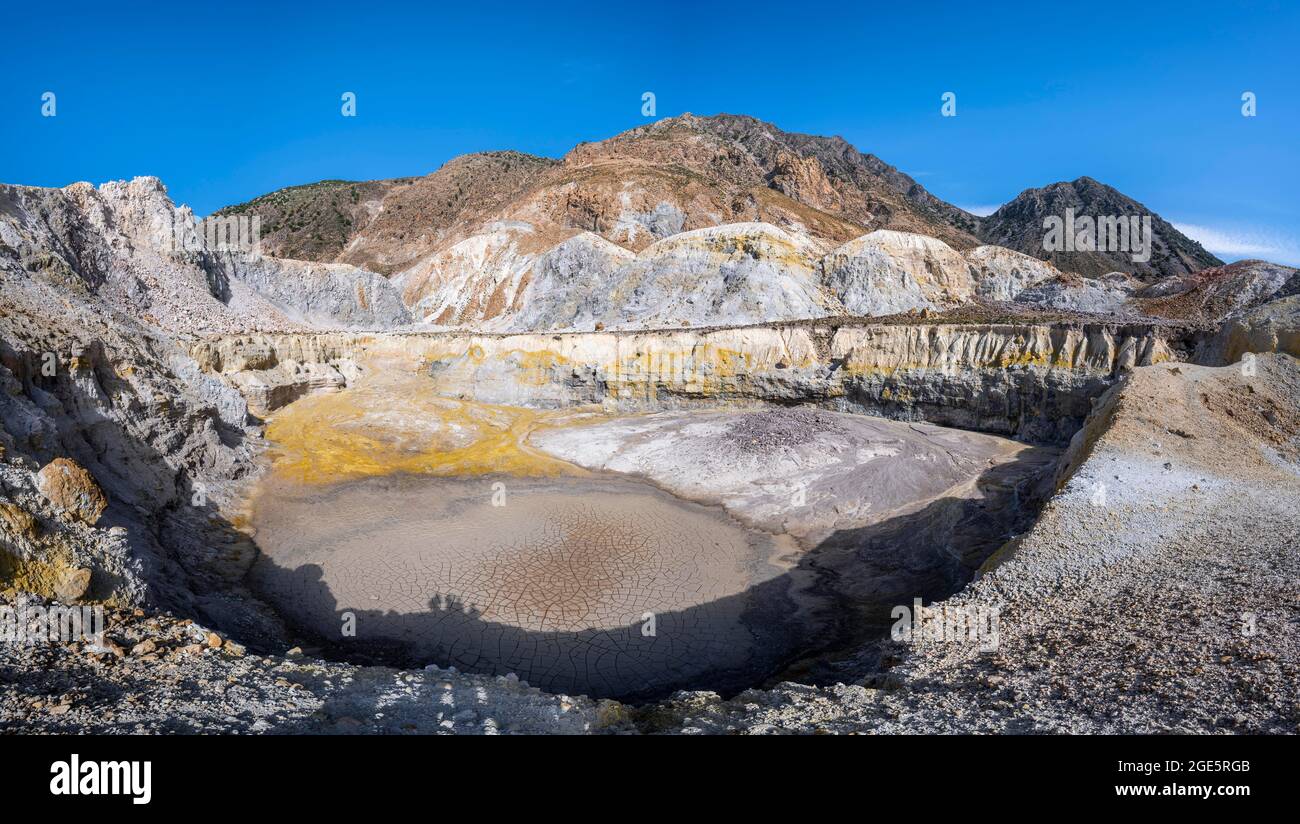 Caldera volcano with pumice fields, yellow coloured sulphur stones ...