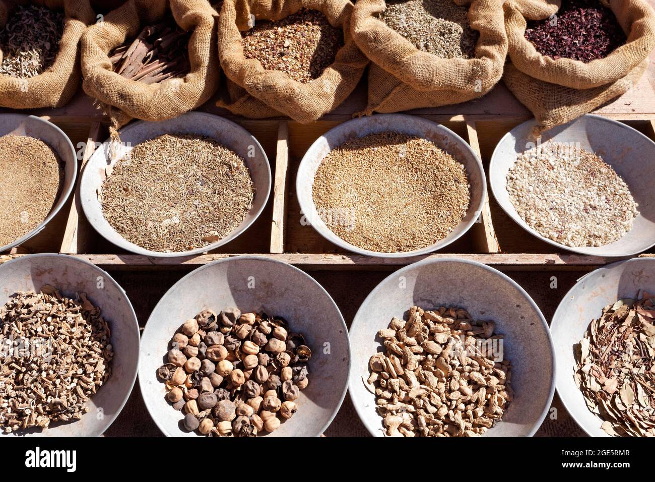 Various spices, offered in bowls, Petra, UNESCO World Heritage Site ...