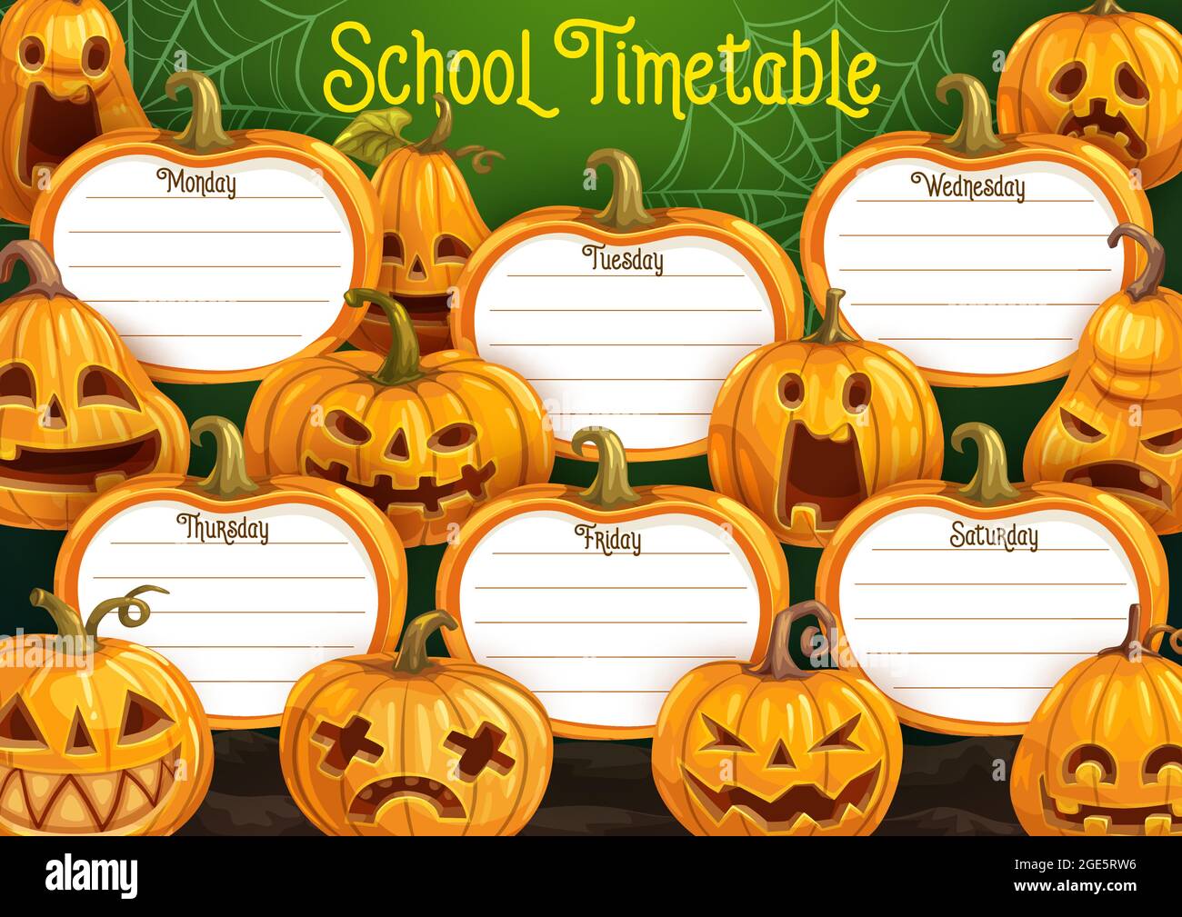 School timetable, weekly schedule vector template with cartoon ...