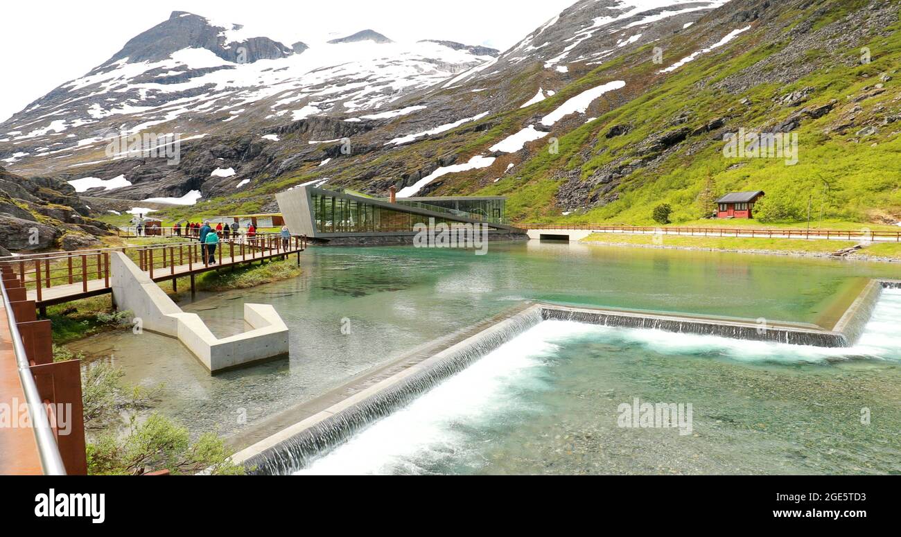 Trollstigen, Andalsnes, Norway. People Tourists Walking Visiting ...