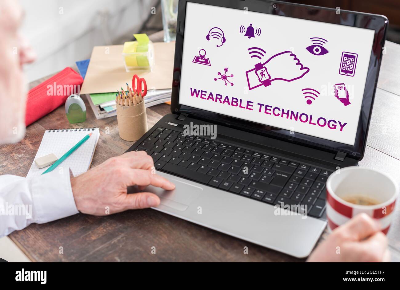 Wearable technology concept shown on a laptop screen Stock Photo - Alamy