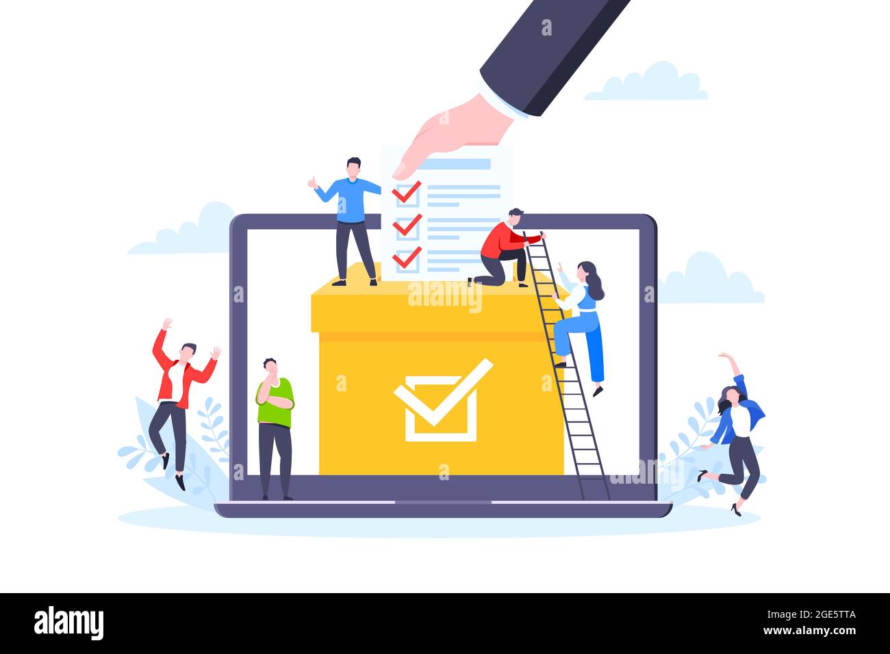 Online voting concept flat style design vector illustration. Tiny ...