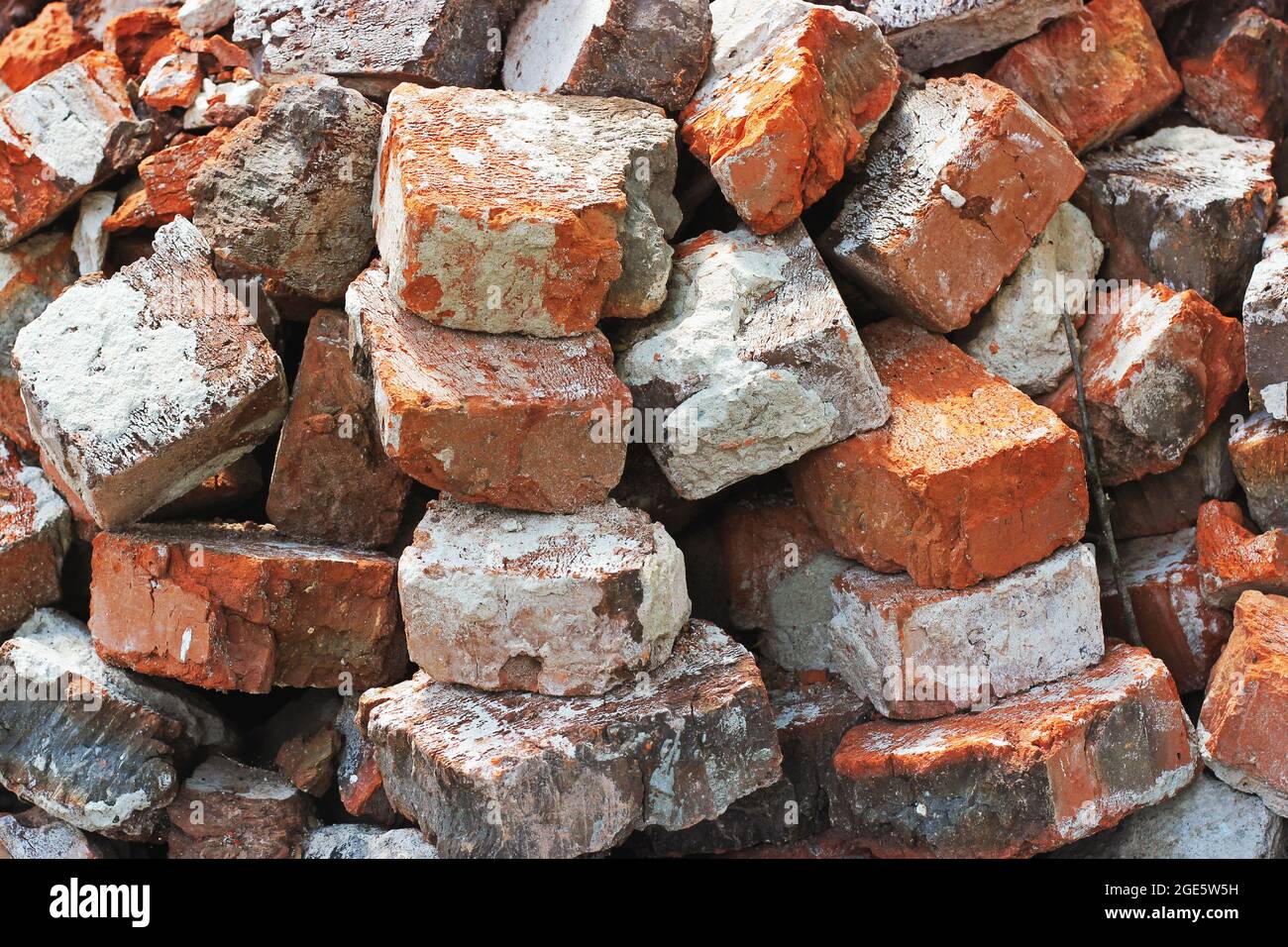 Background made of bricks. Bricks at a construction site Stock Photo ...