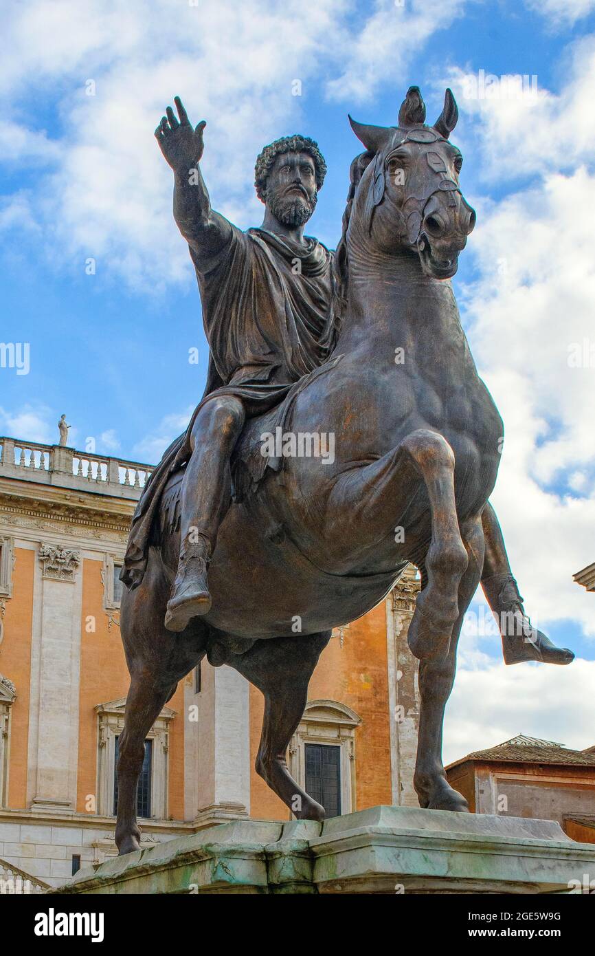 Bronze replica of historical equestrian statue of Marcus Aurelius ...