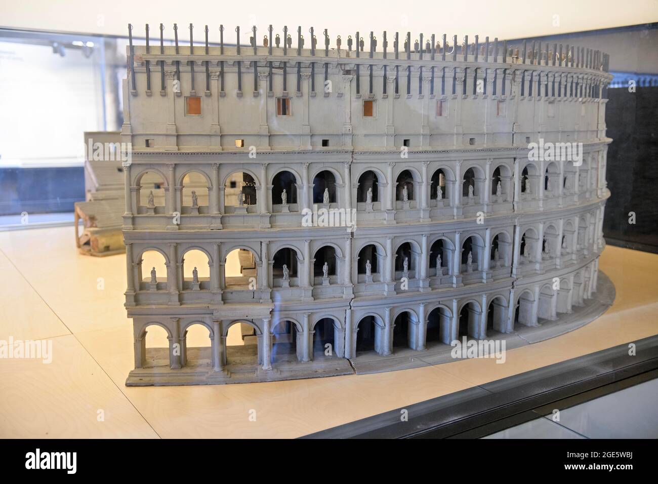 Showcase model of Colosseum in antiquity, Colosseum, Rome, Lazio, Italy ...