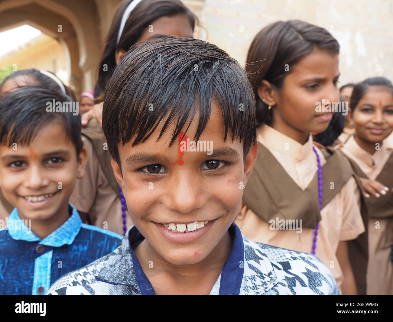 Happy school children, Mehrangarh Fort, Jodhpur, Rajasthan, India Stock ...