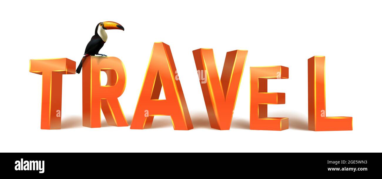3d realistic vector travel letters. Isolated on white background Stock ...