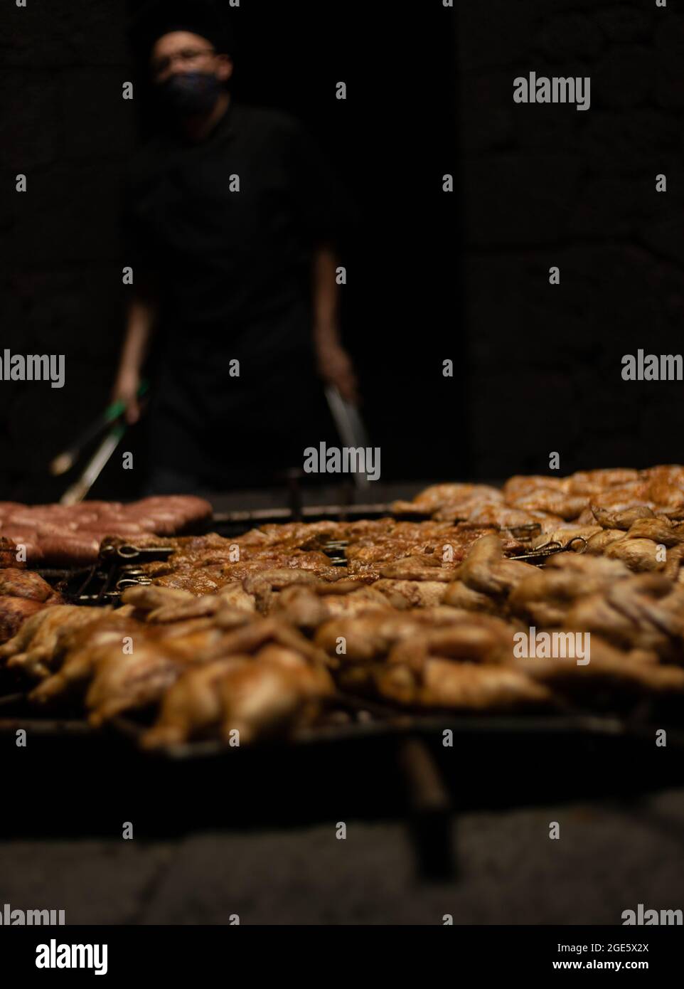 Grilling meat at a volcano Stock Photo - Alamy