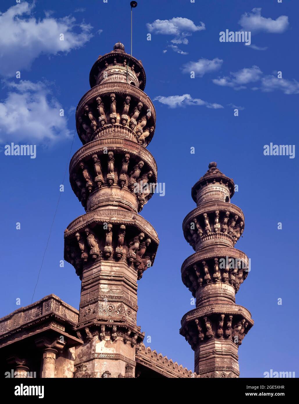 The Shaking Minarets of Sidi Bashir Mosque, Ahmedabad, India. One ...