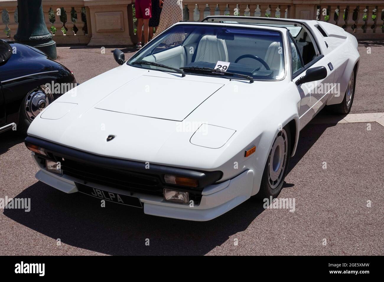 Lamborghini Jalpa sports car, classic car, parked in front of the sea ...