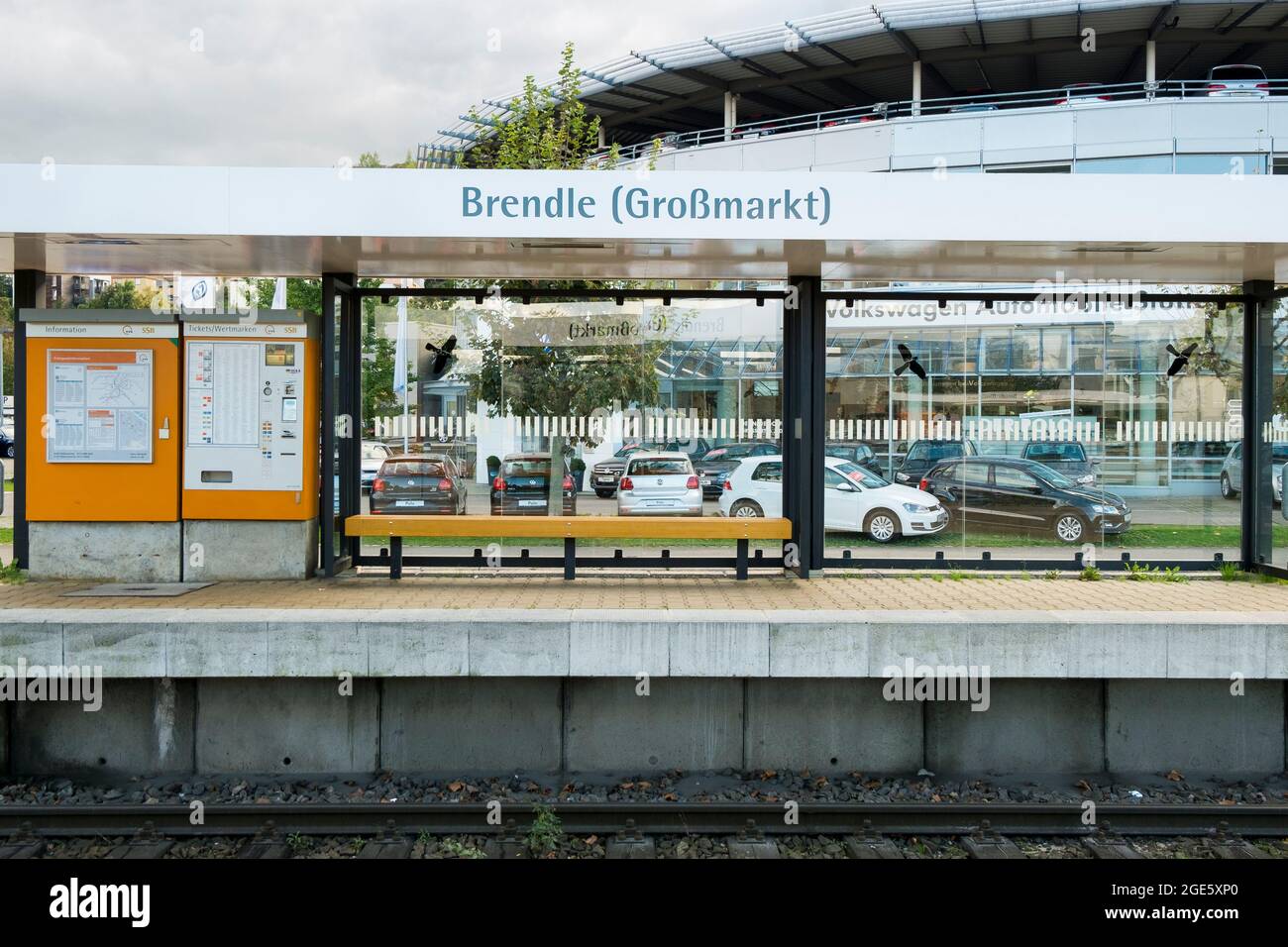 The above ground platform Brendle (GroBmarkt) metro train stop station ...