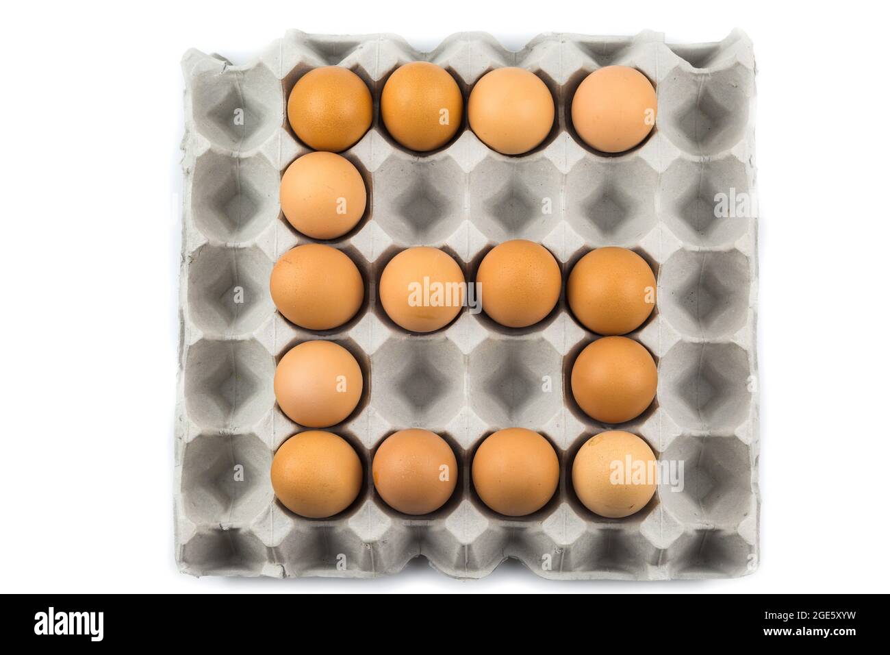 Eggs arranged in a number isolated on white background Stock Photo - Alamy