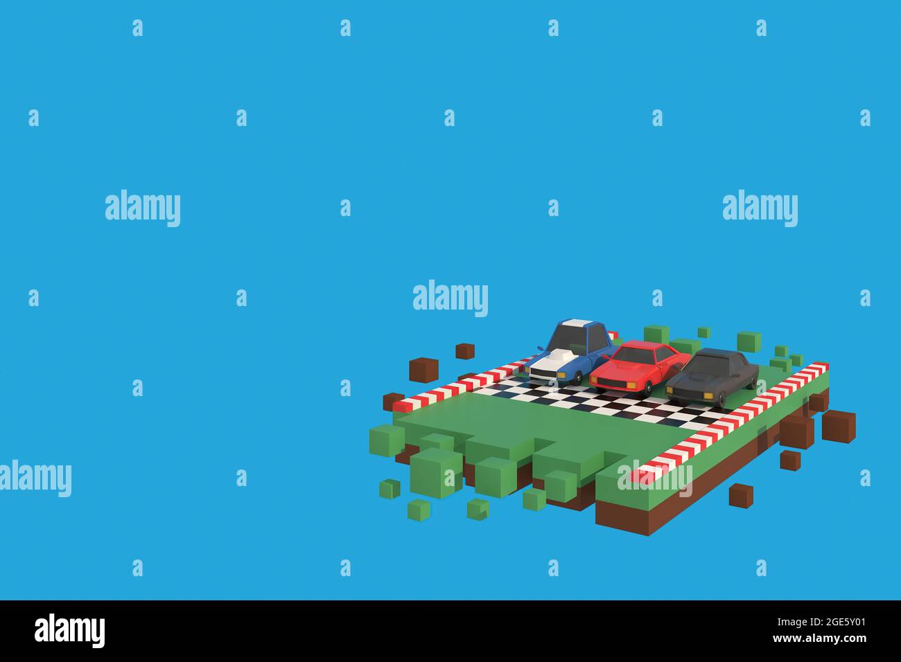 3D illustrator the racing car. 3d rendering Low Polygon Geometry ...