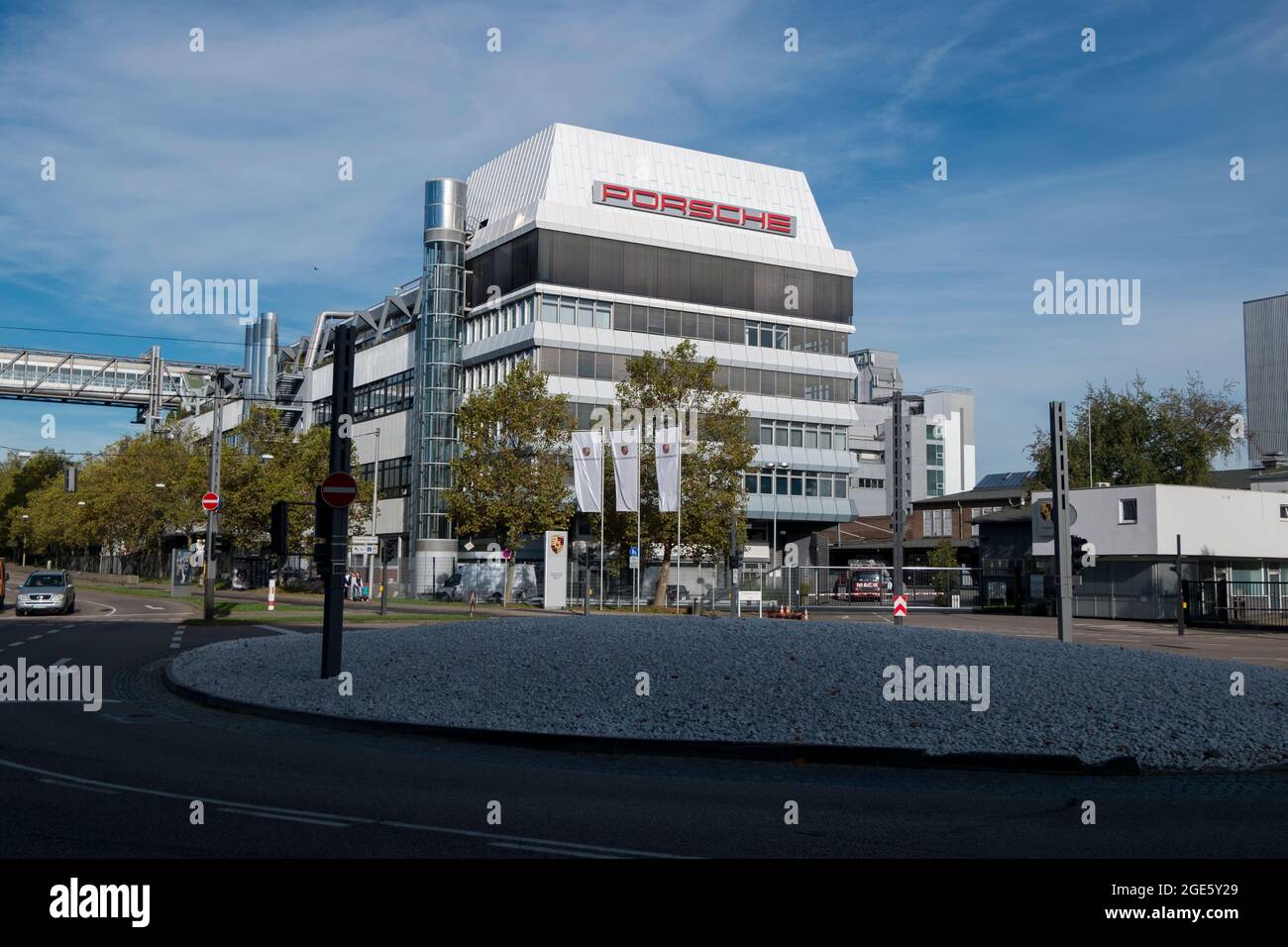 Exterior view of the Porsche factory, next to the museum. At the ...