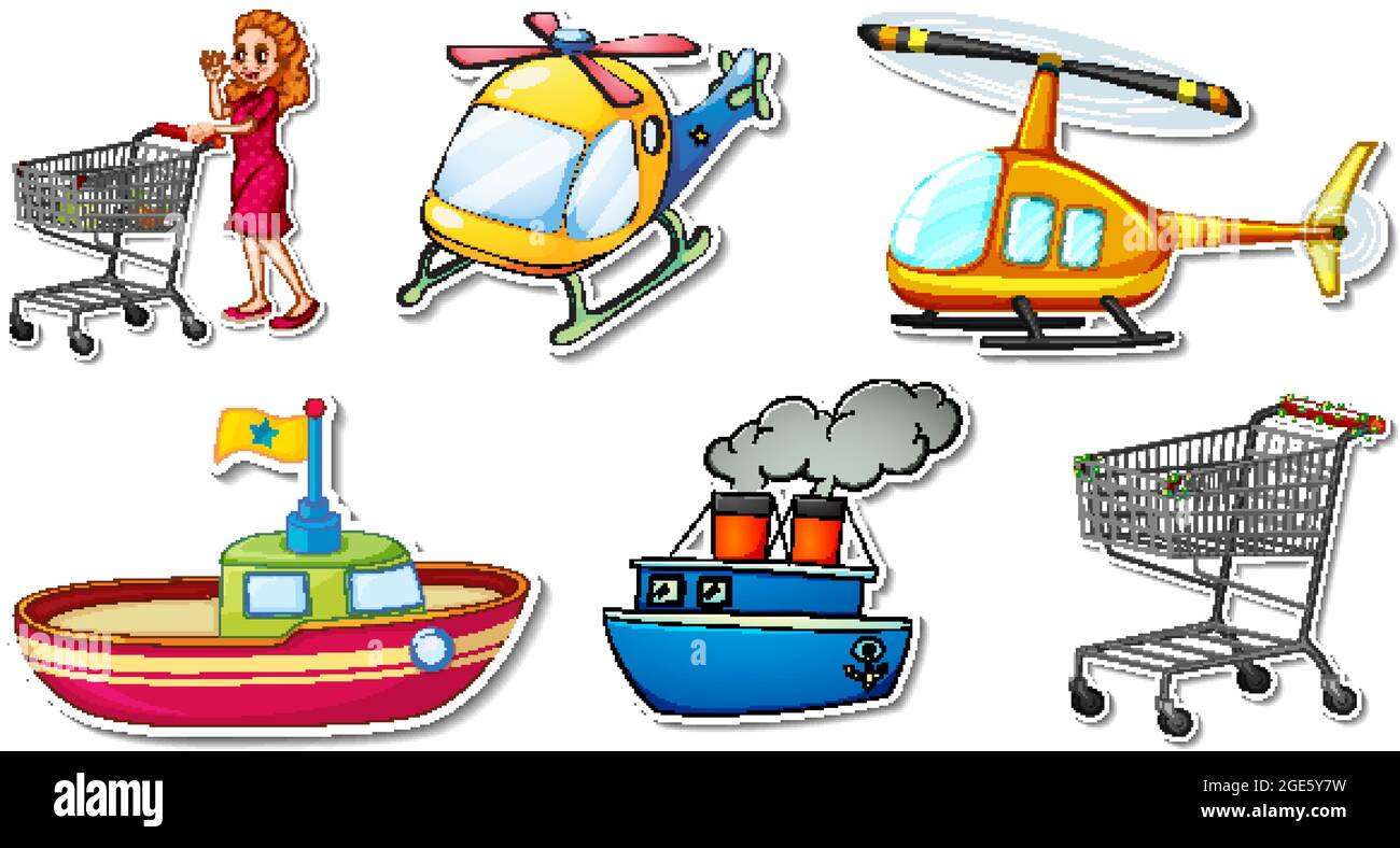 Random stickers with transportable vehicle objects illustration Stock ...