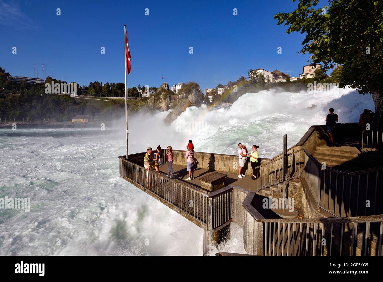 Rhine Falls with spectator terrace, Neuhausen am Rheinfall, Canton ...