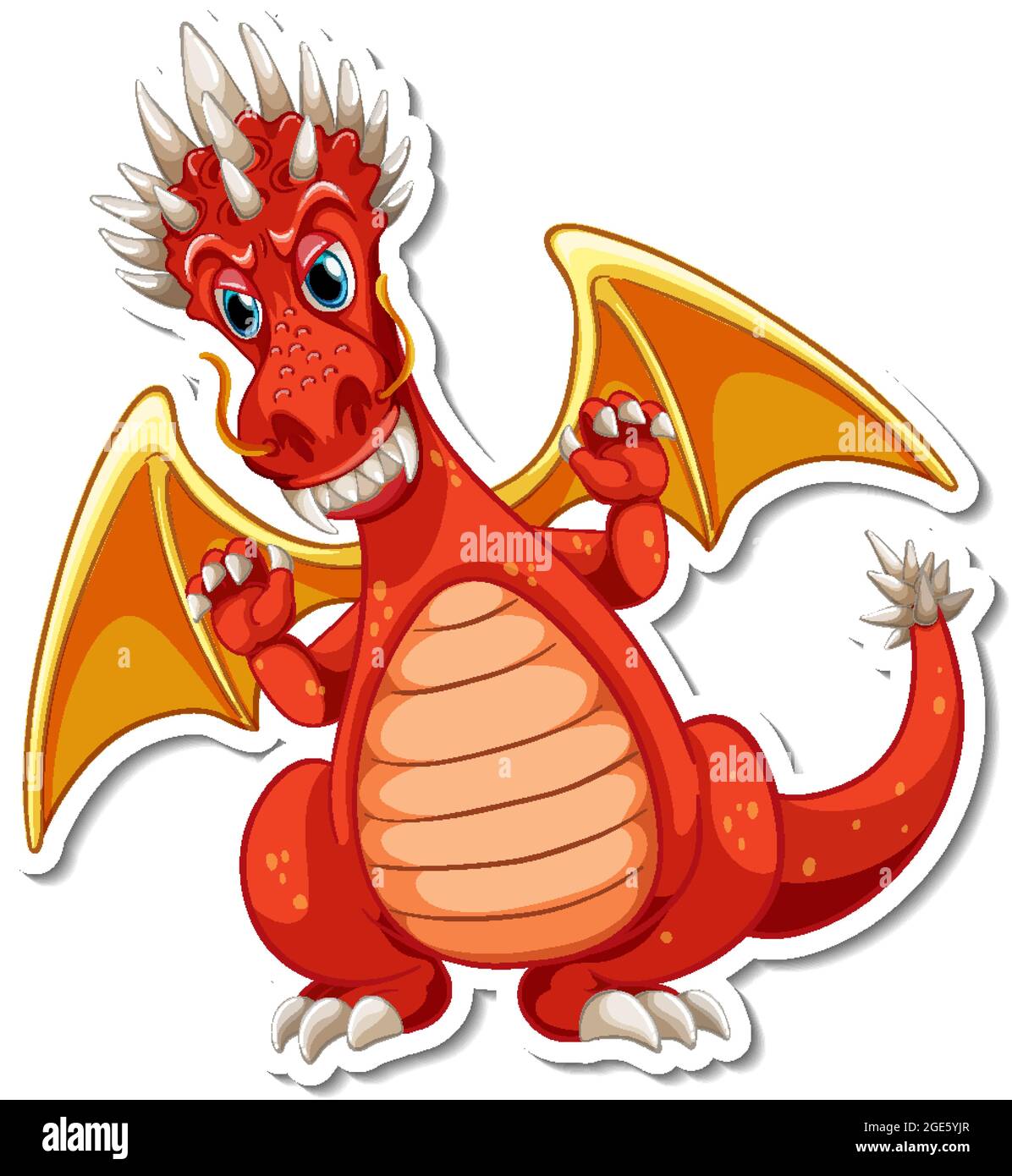 Red Dragon cartoon character sticker illustration Stock Vector Image ...