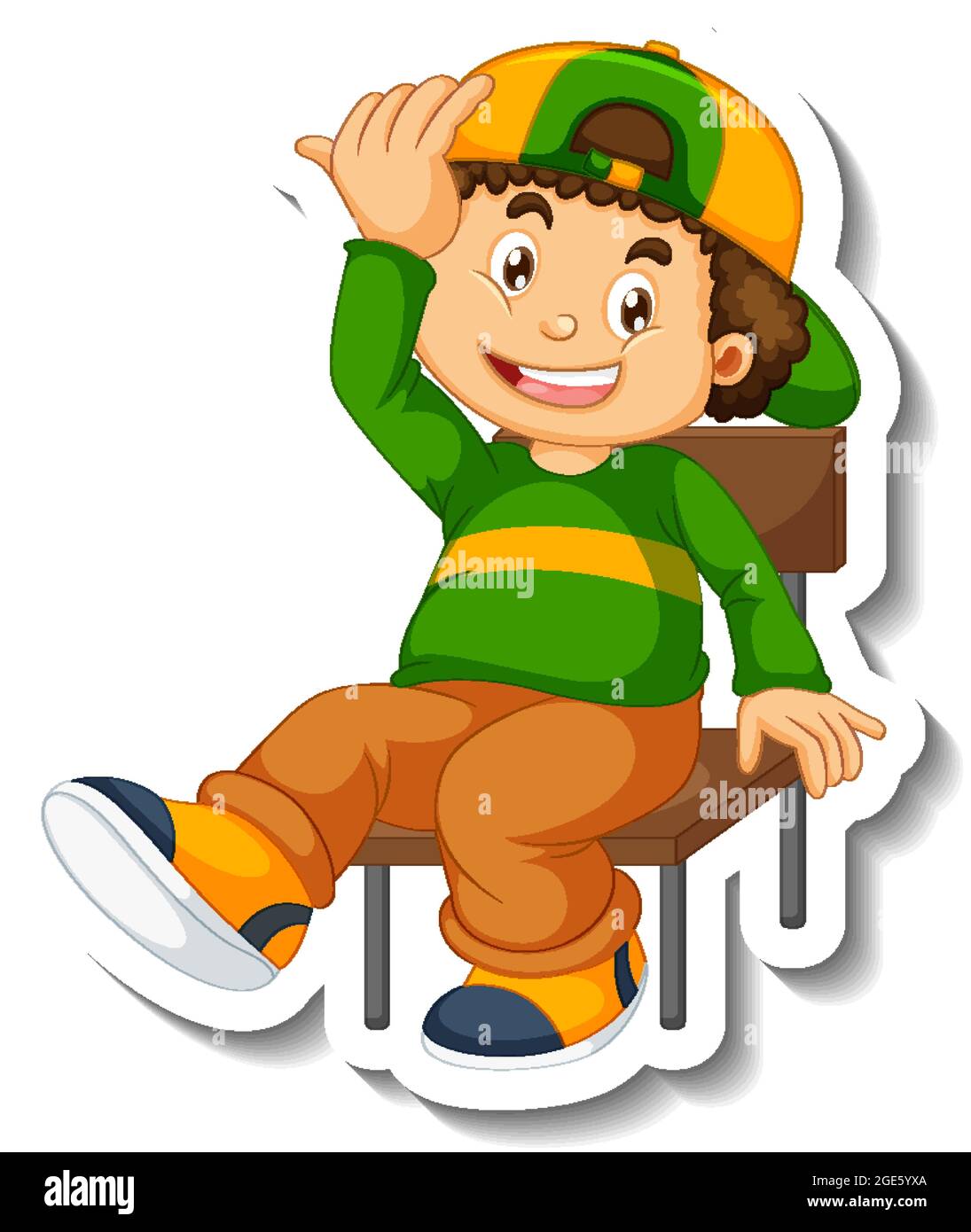Sticker template with a girl cartoon character isolated illustration ...