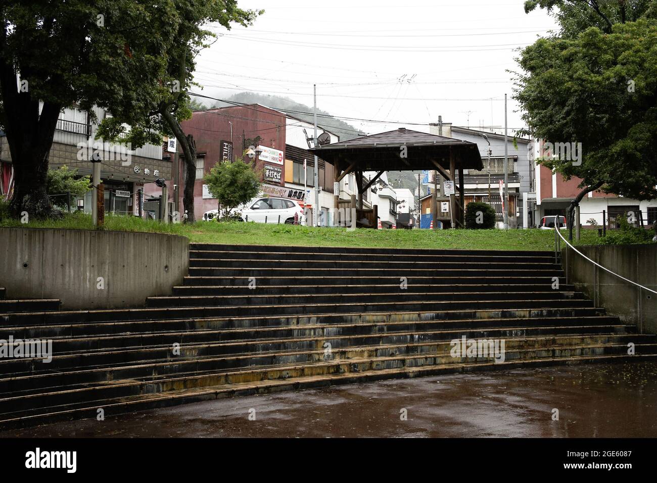 yudanaka, nagano, japan, 2021-13-8 , entrance of Yudanaka onsen town ...