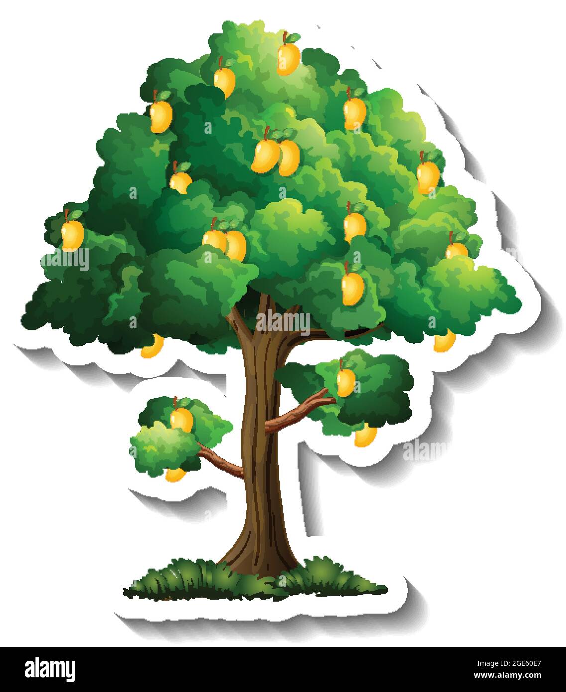Mango tree sticker on white background illustration Stock Vector Image ...
