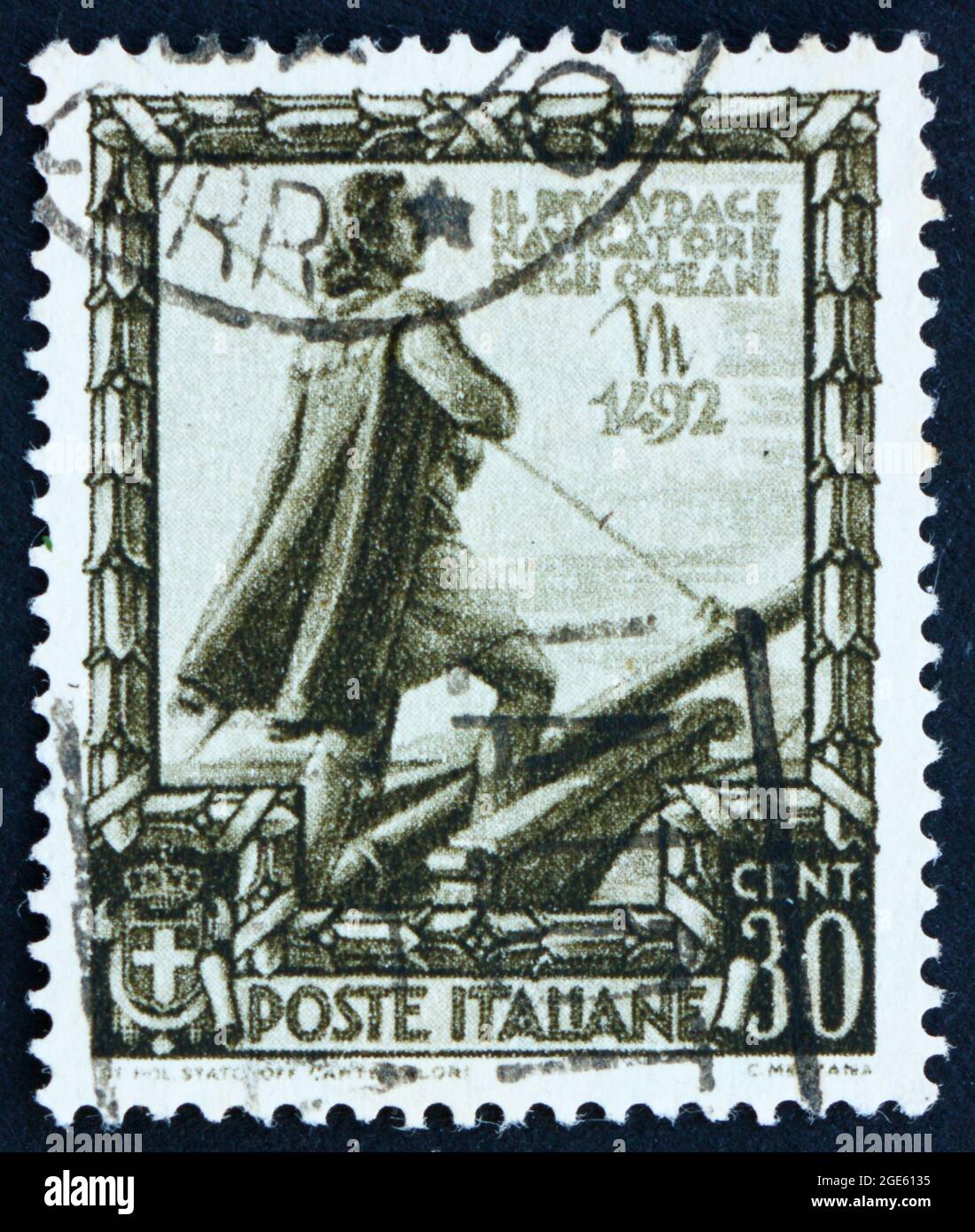 ITALY - CIRCA 1938: a stamp printed in the Italy shows Christopher ...