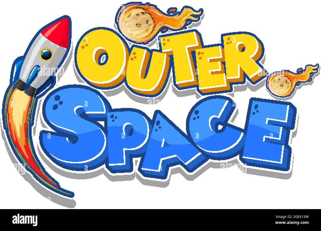 Outer Space logo with spaceship illustration Stock Vector Image & Art ...