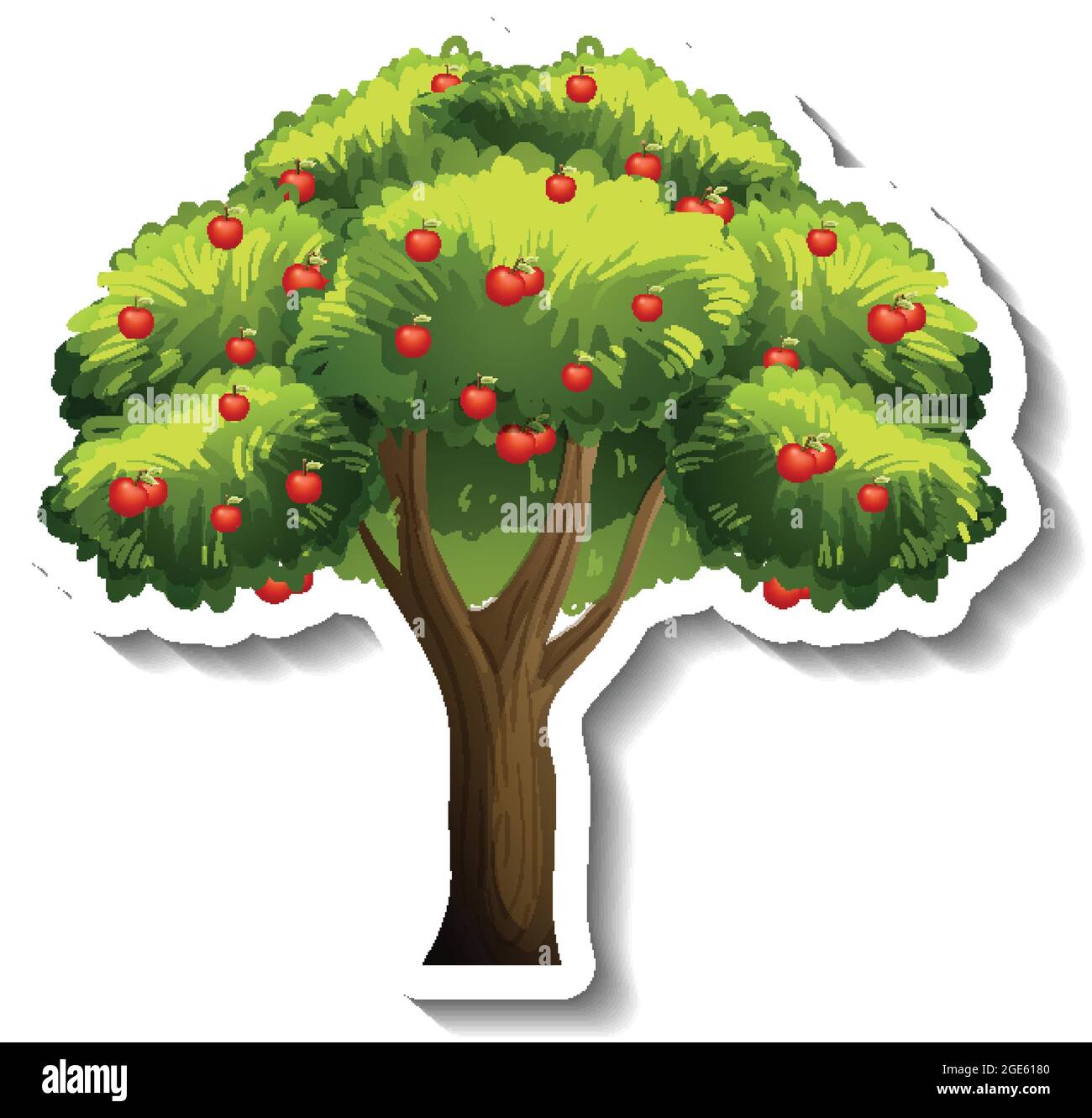 Apple tree sticker on white background illustration Stock Vector Image ...