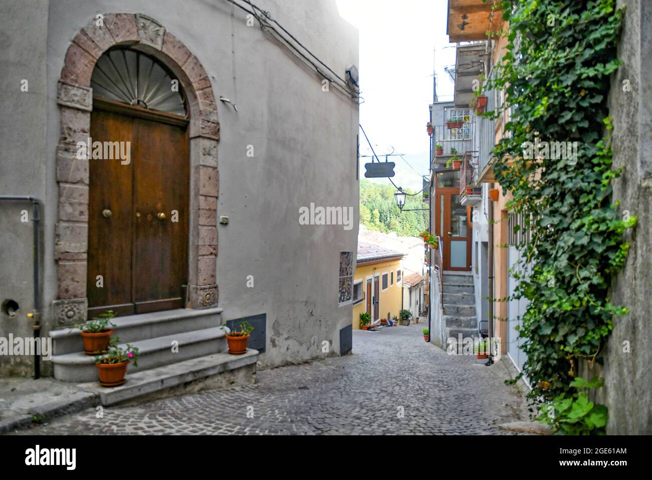 A street in the historic center of Latronico, a medieval town in the ...