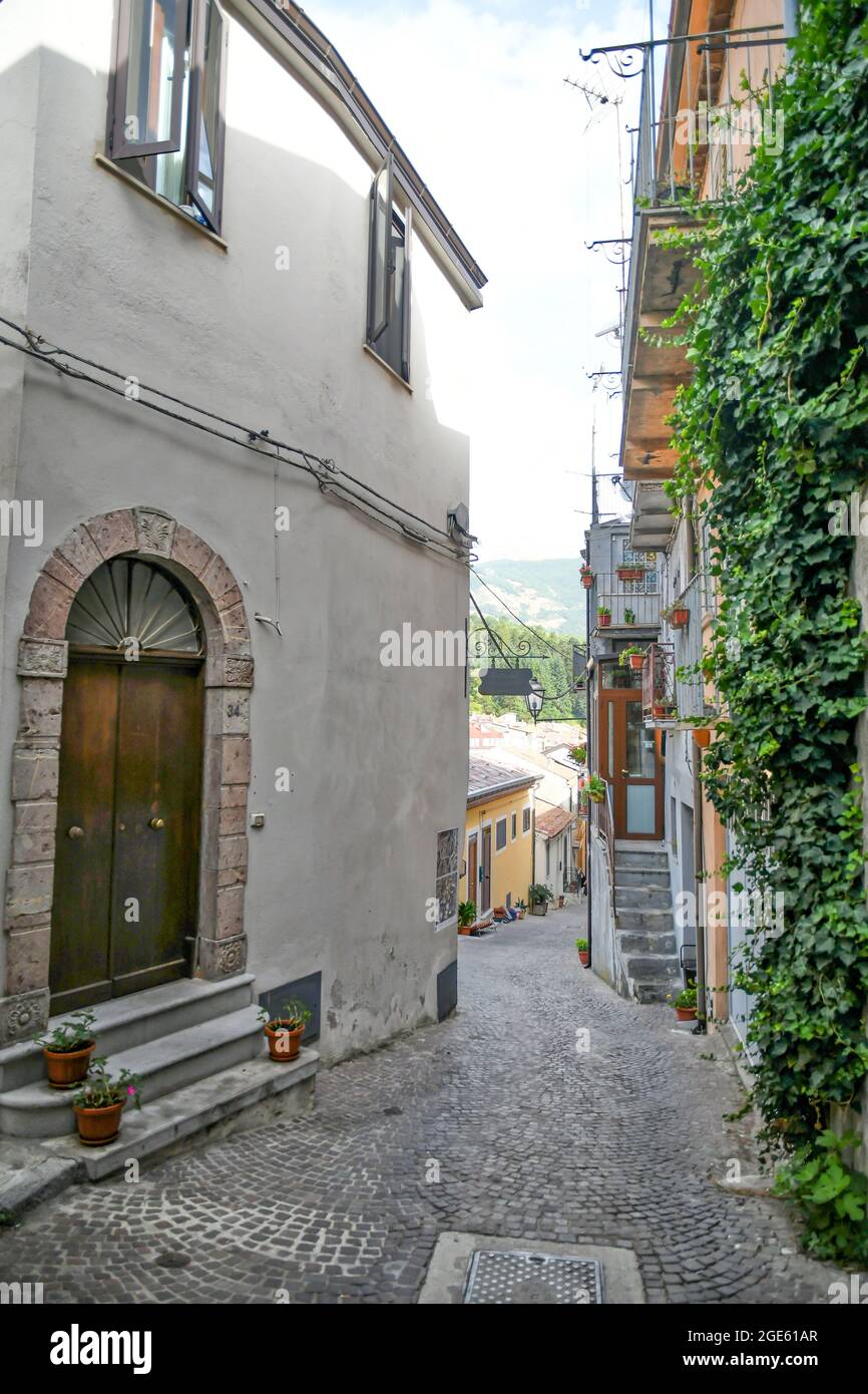 A street in the historic center of Latronico, a medieval town in the ...