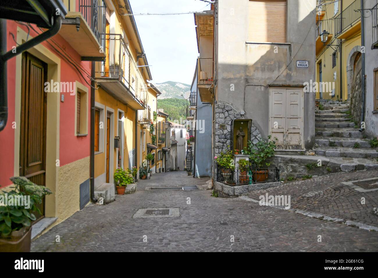 A street in the historic center of Latronico, a medieval town in the ...
