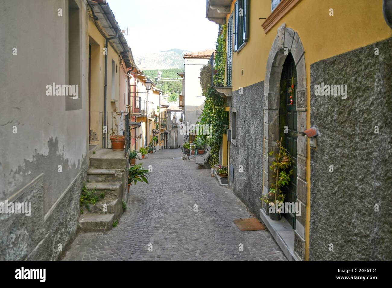 A street in the historic center of Latronico, a medieval town in the ...
