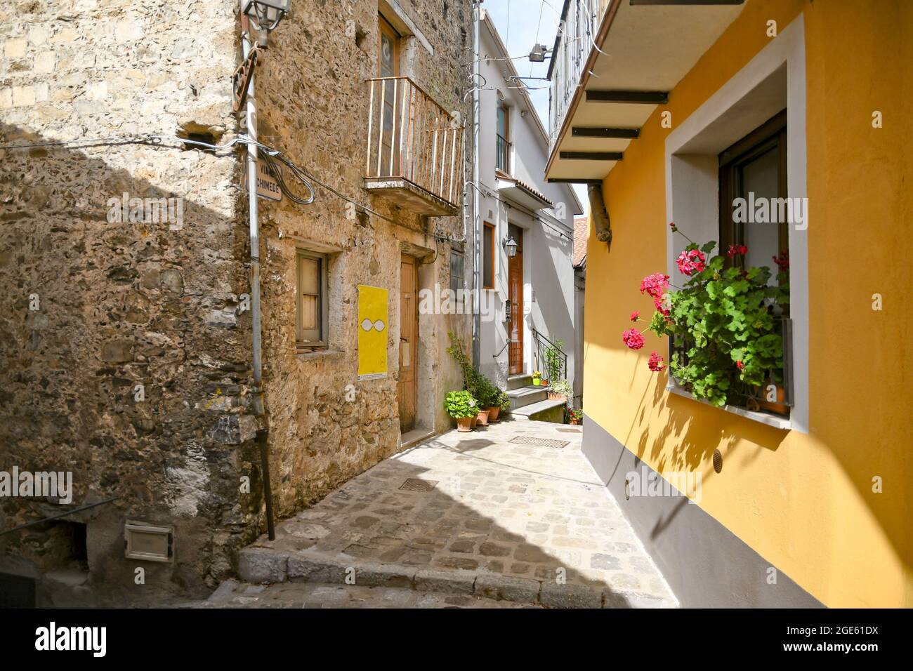 A street in the historic center of Latronico, a medieval town in the ...