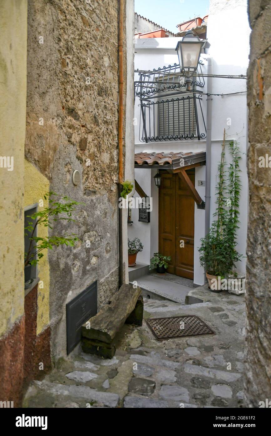 A street in the historic center of Latronico, a medieval town in the ...