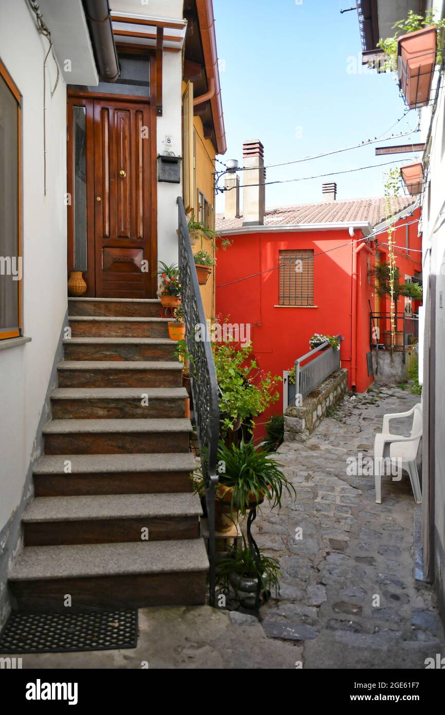 A street in the historic center of Latronico, a medieval town in the ...