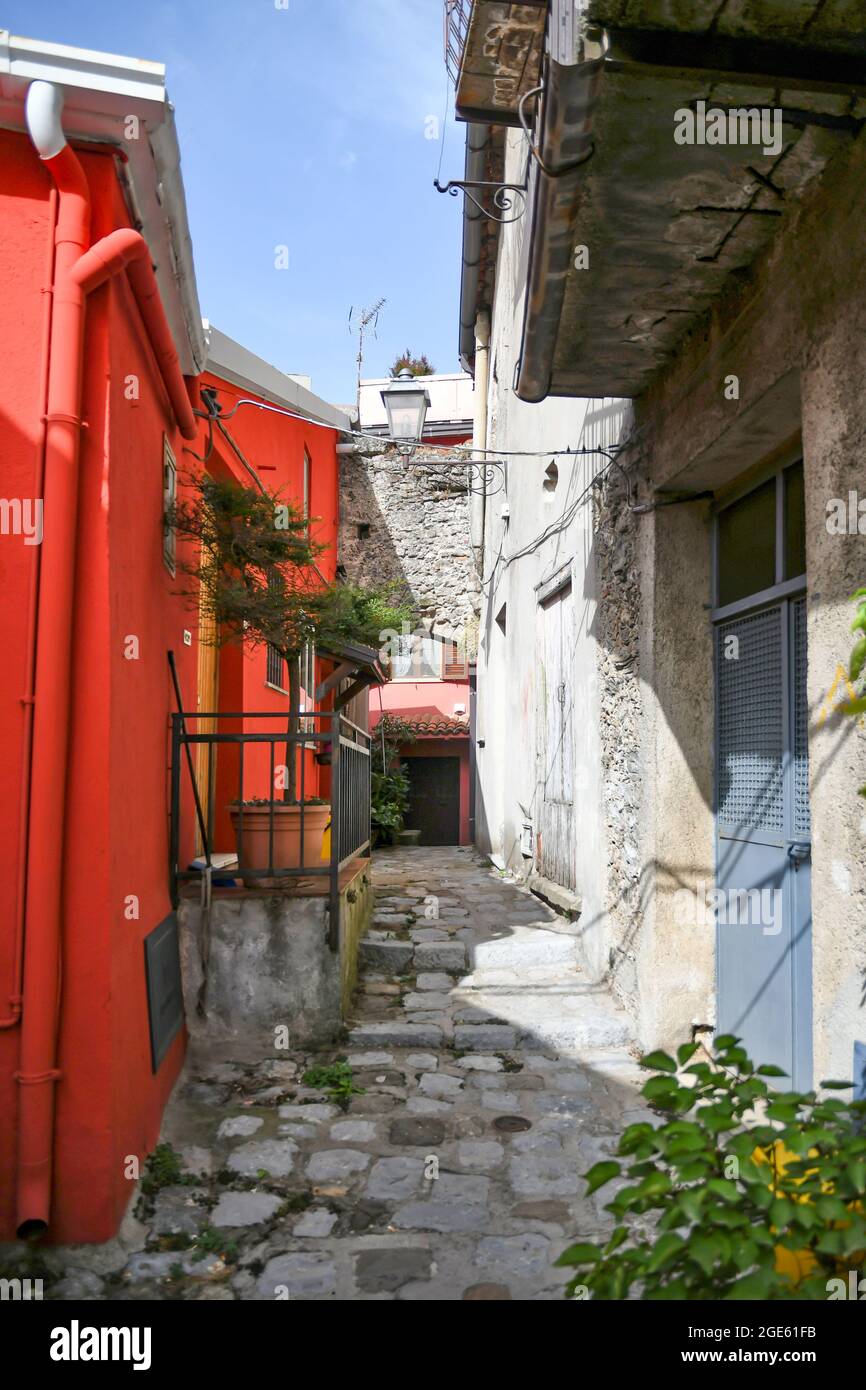 A street in the historic center of Latronico, a medieval town in the ...