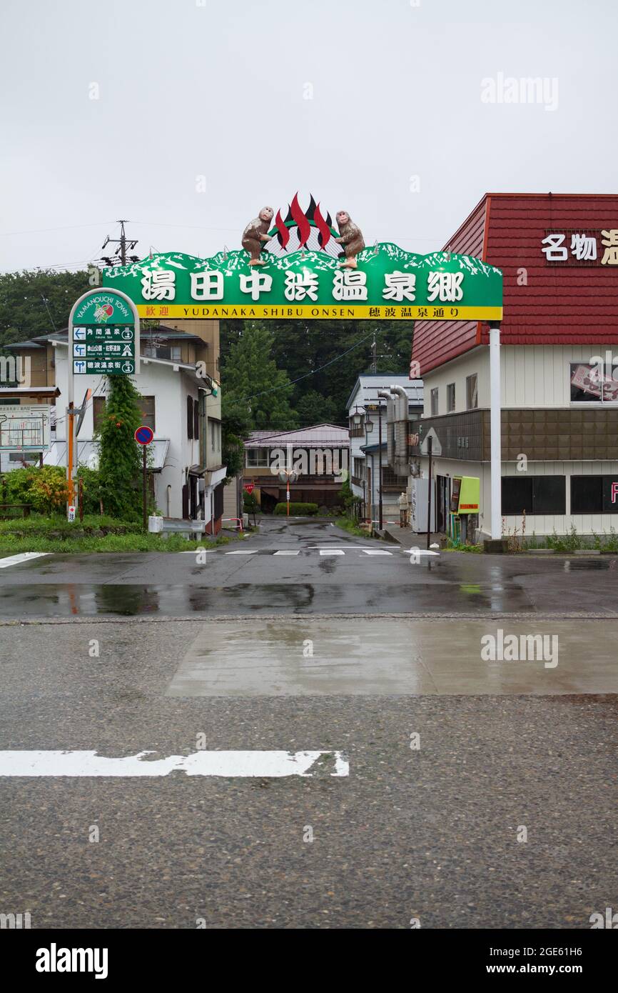 yudanaka, nagano, japan, 2021-13-8 , entrance at the onsen city in ...