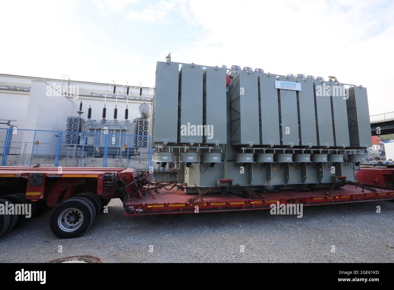 Jena, Germany. 17th Aug, 2021. A high-power transformer stands on a ...