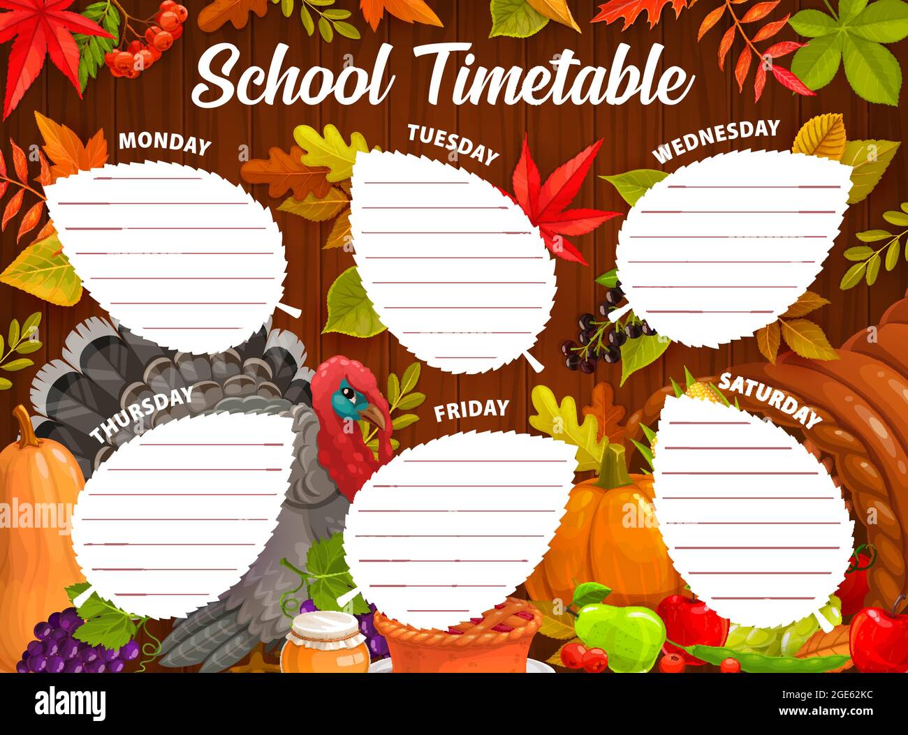 Education school timetable schedule. Thanksgiving and autumn harvest ...