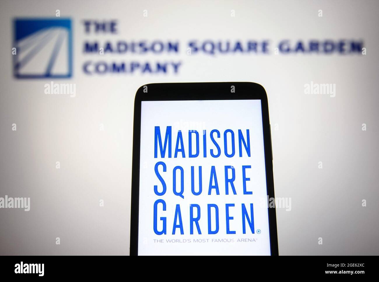 In this photo illustration a Madison Square Garden logo is seen on a ...