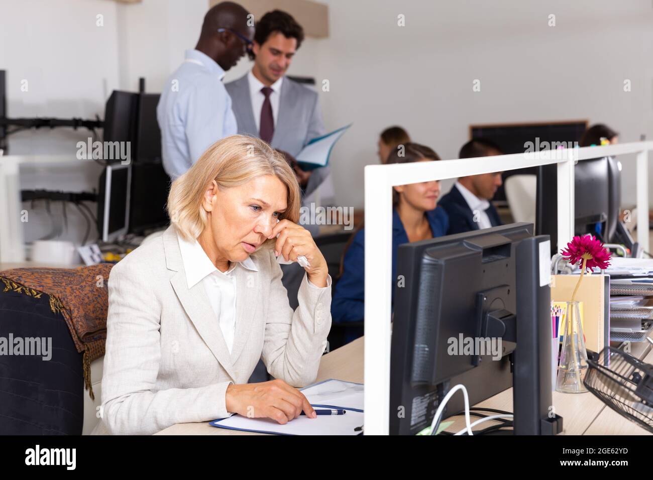 Confused adult woman office worker Stock Photo - Alamy