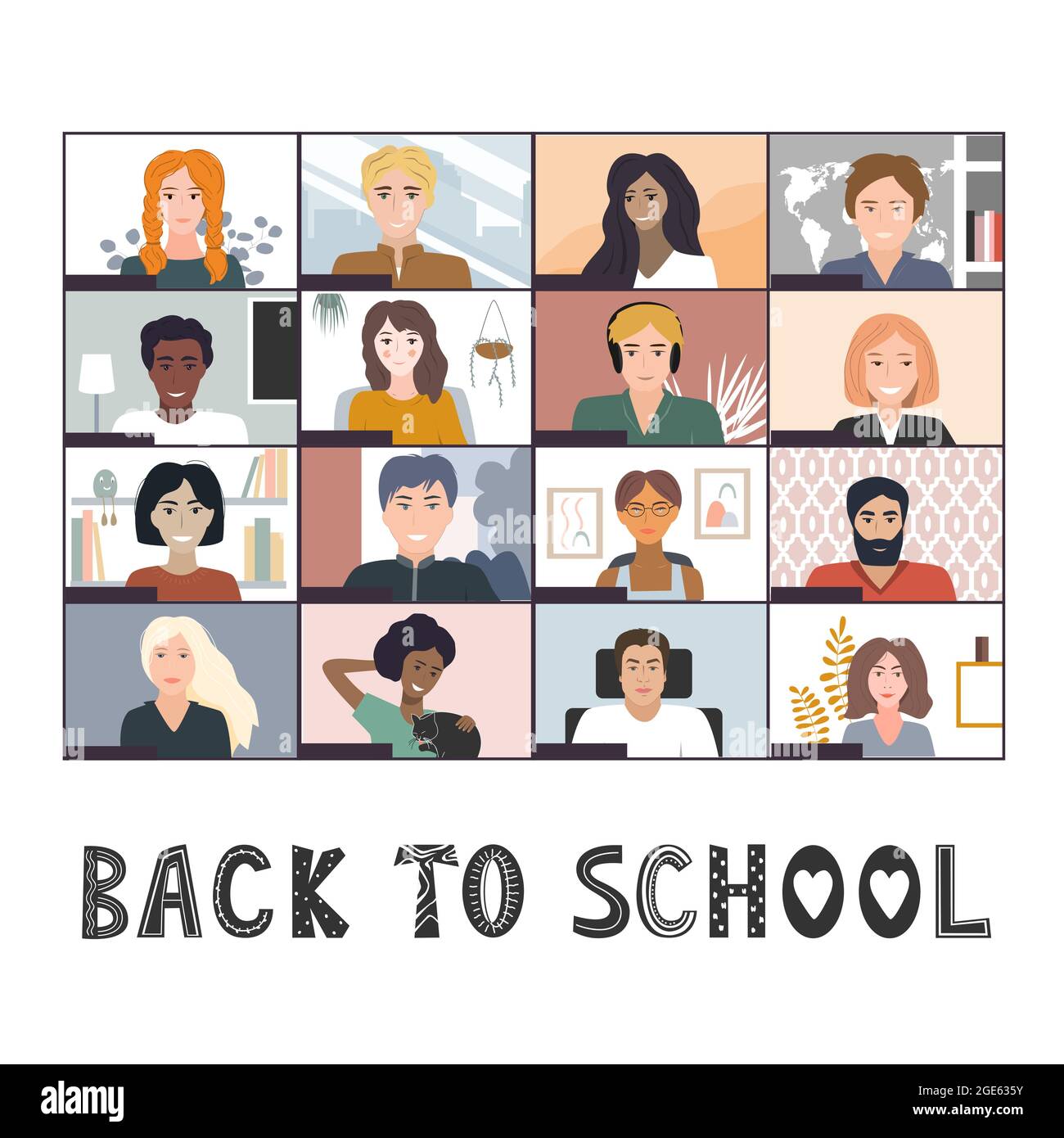 Back to online school vector background. Distance learning online ...