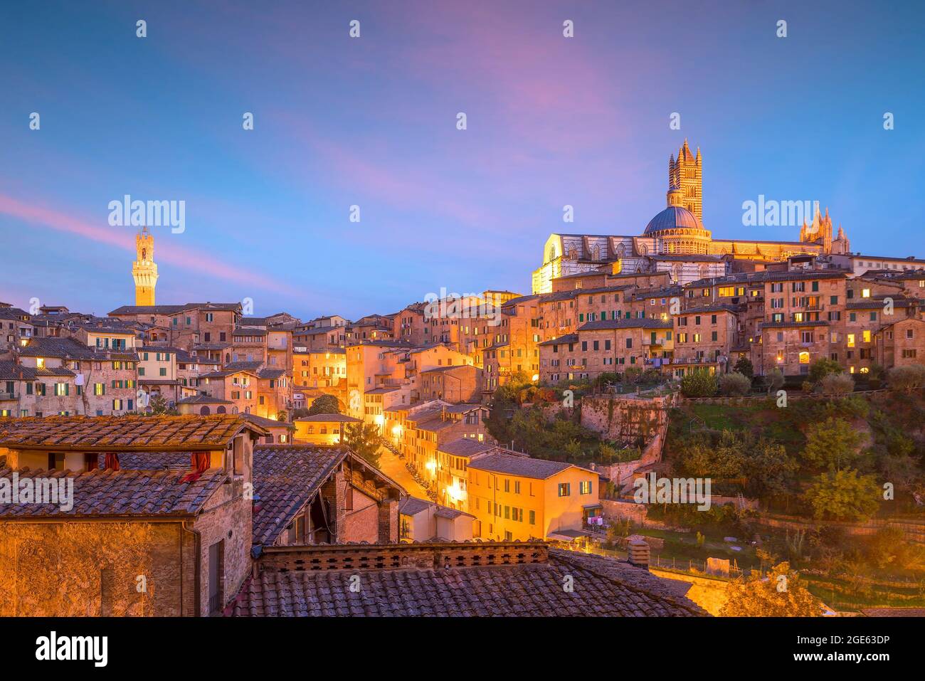Downtown Siena skyline in Italy with beautiful sunset Stock Photo - Alamy