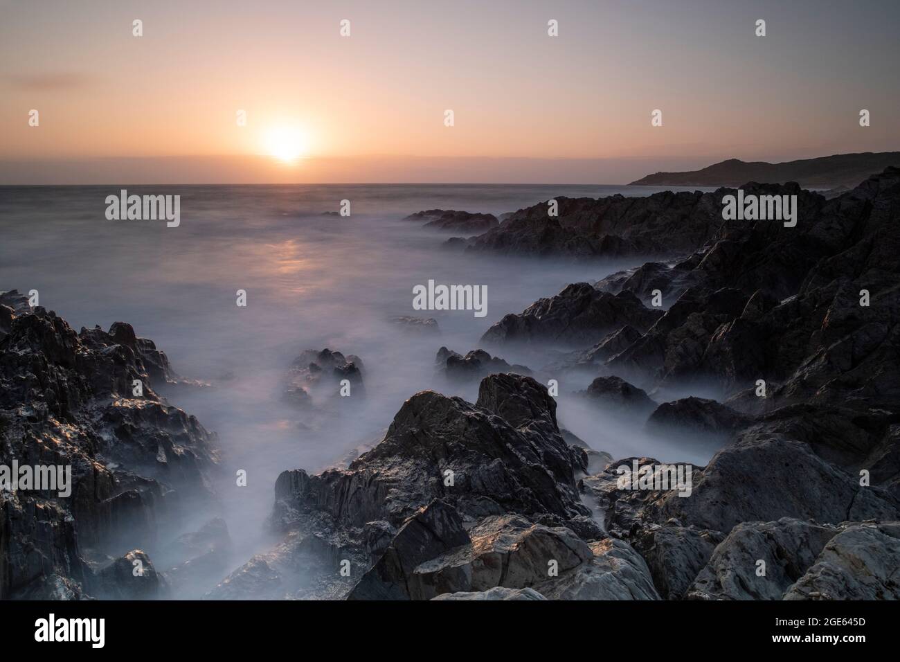 Sunset at Woolacombe, Devon. 12 August 2021 Stock Photo - Alamy