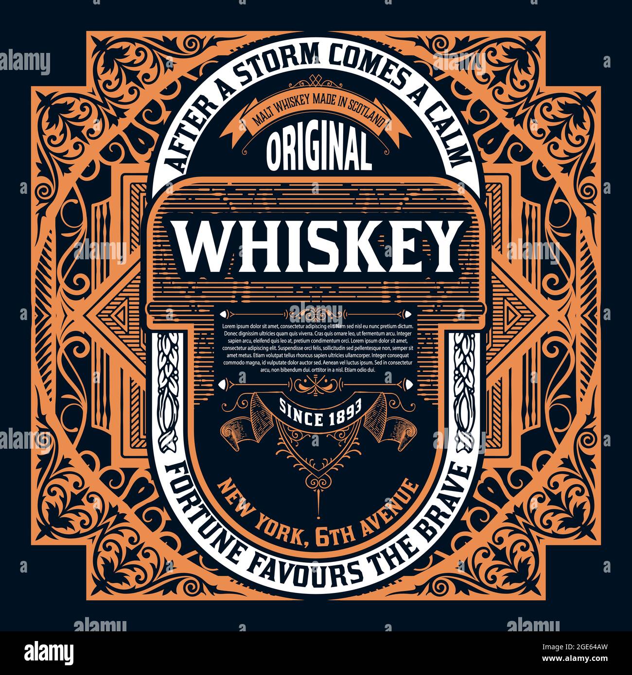 Whiskey label with old frames Stock Vector Image & Art - Alamy