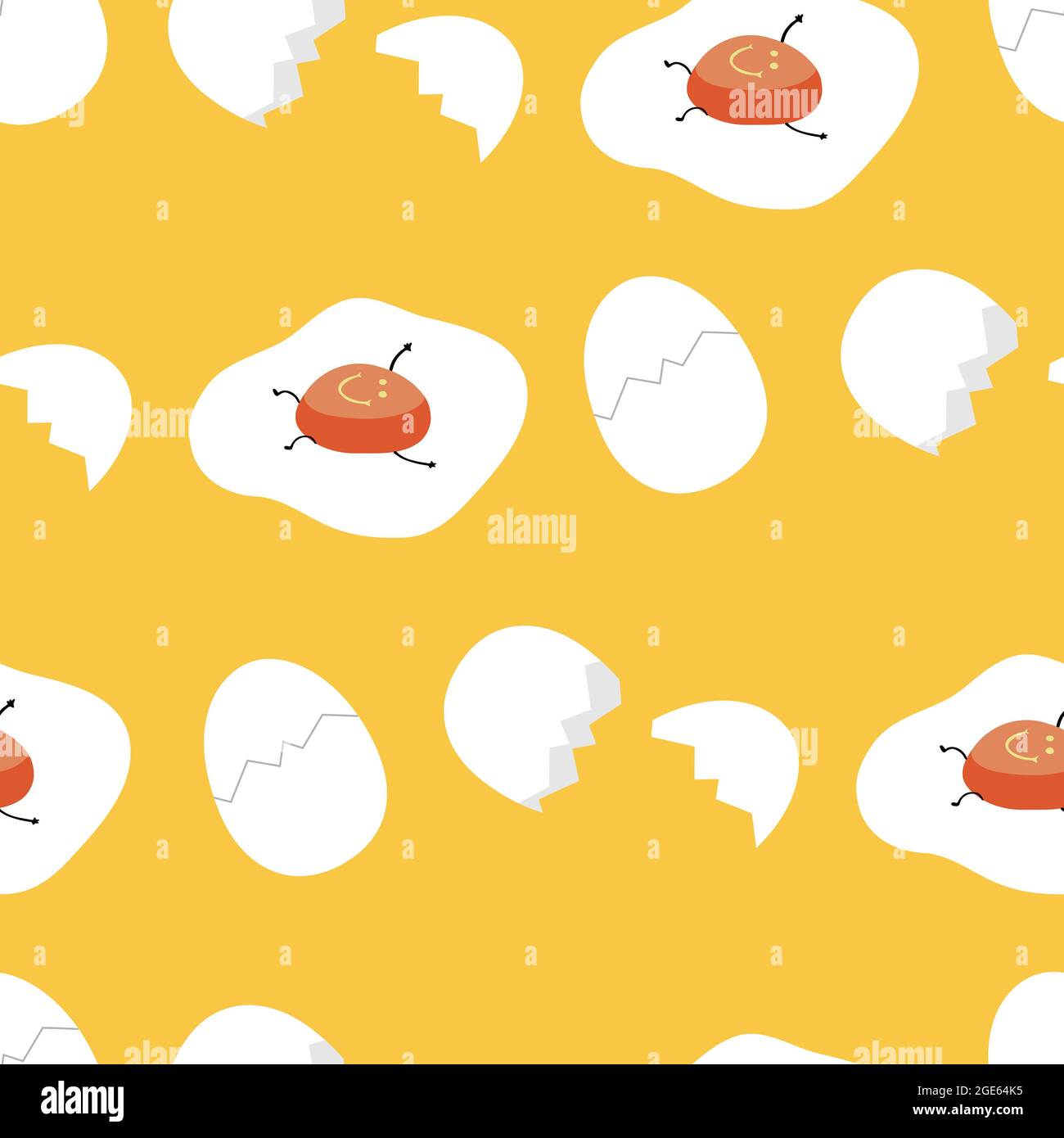 Cute seamless Fried Eggs pattern on yellow background. Vector illustration Stock Vector Image ...