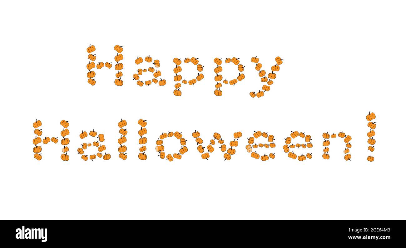 Words Happy Halloween made of pumpkins on white background. Vector ...