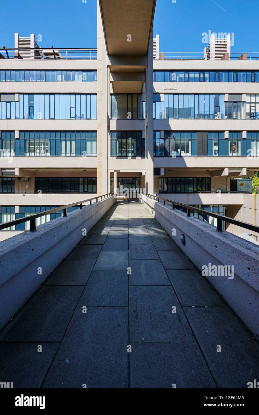 Brutalist architecture concrete buildings at Leeds University campus ...
