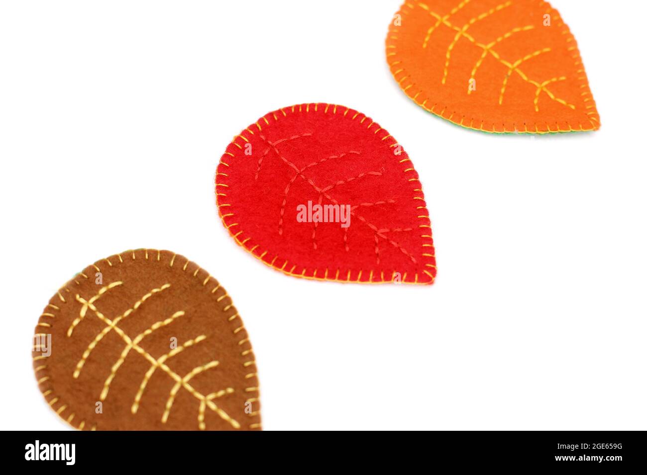 Handmade leaves on a white background. Autumn Stock Photo - Alamy