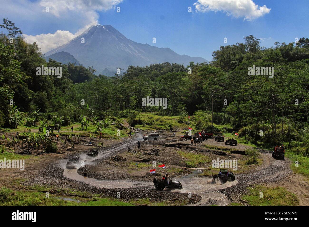 Yogyakarta, Indonesia on August 17, 2021. The Merapi Tourism Jeep ...
