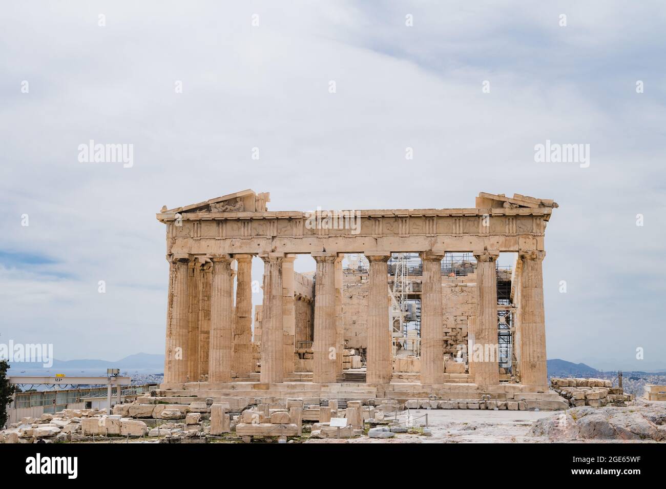 The Parthenon. Acropolis hill in Athens, Greece. Ancient architecture of Europe. Antique temple ...